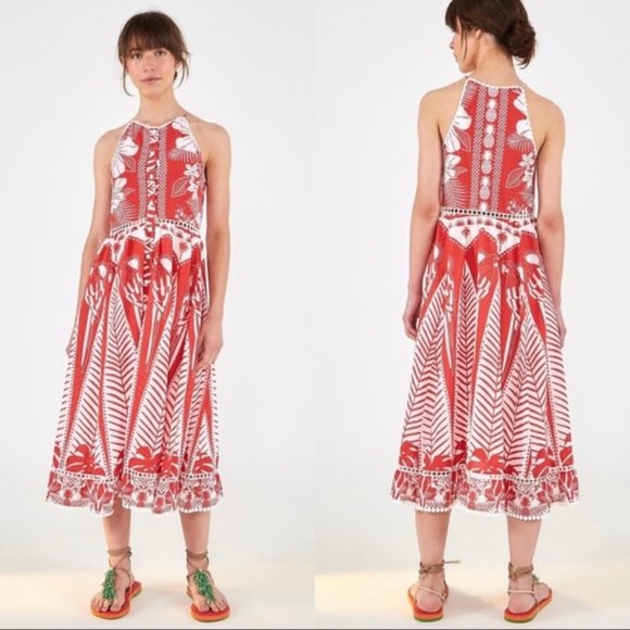 FARM Rio | Dresses | Farm Rio Floral Leaf Flowy Eyelet Maxi Dress ...